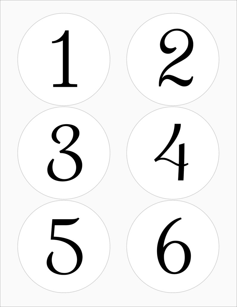 NUMBERS #1-#60 STICKERS Sequential, Large 3-1/3" Circle Labels ...