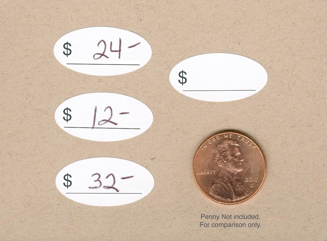 1/2"x1" DOLLAR SIGN PRICE Sticker Labels With Line,tiny Oval White ...