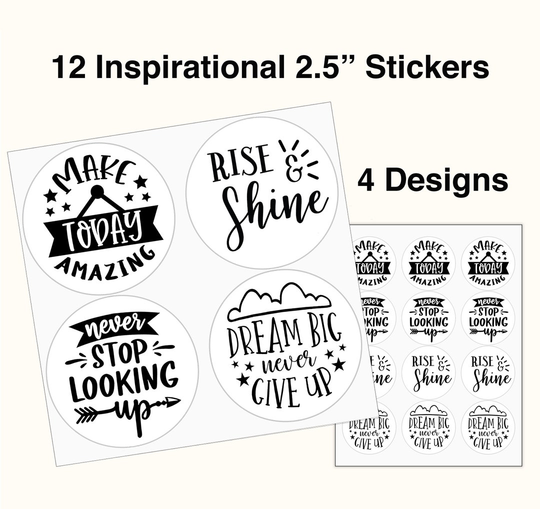 12 INSPIRATIONAL 2.5" Stickers,inspirational Planner Stickers ...