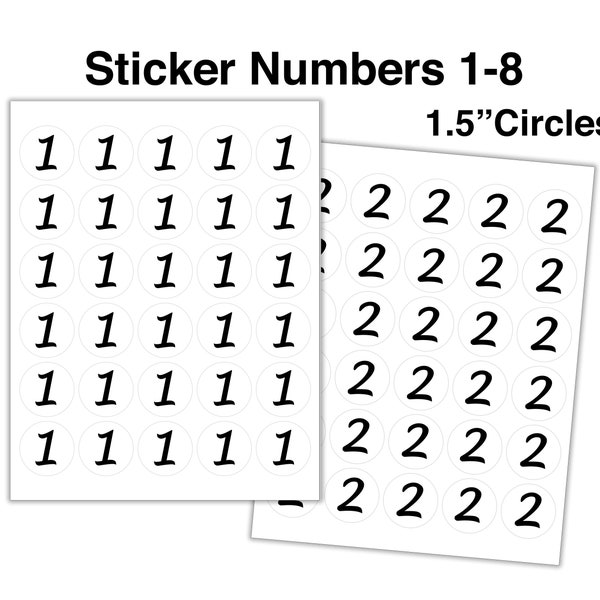 Consecutive Number Stickers - Etsy