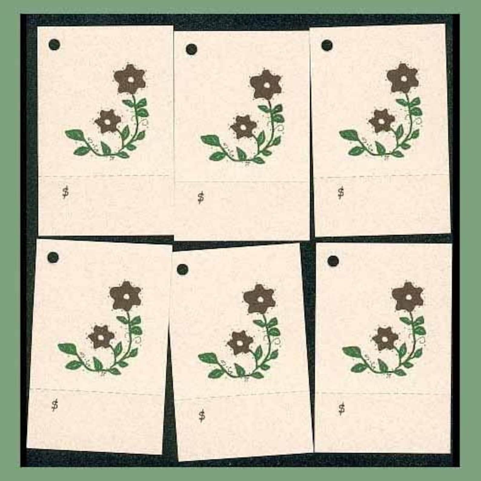 100 FLOWER MOTIF Hang Tags Price Tags Strings Included. - Etsy