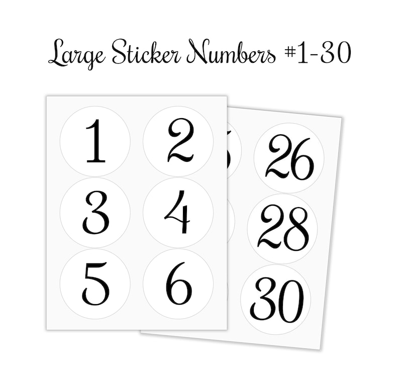 NUMBERS 130 STICKERS Sequential Large 3-1/3 Circle - Etsy