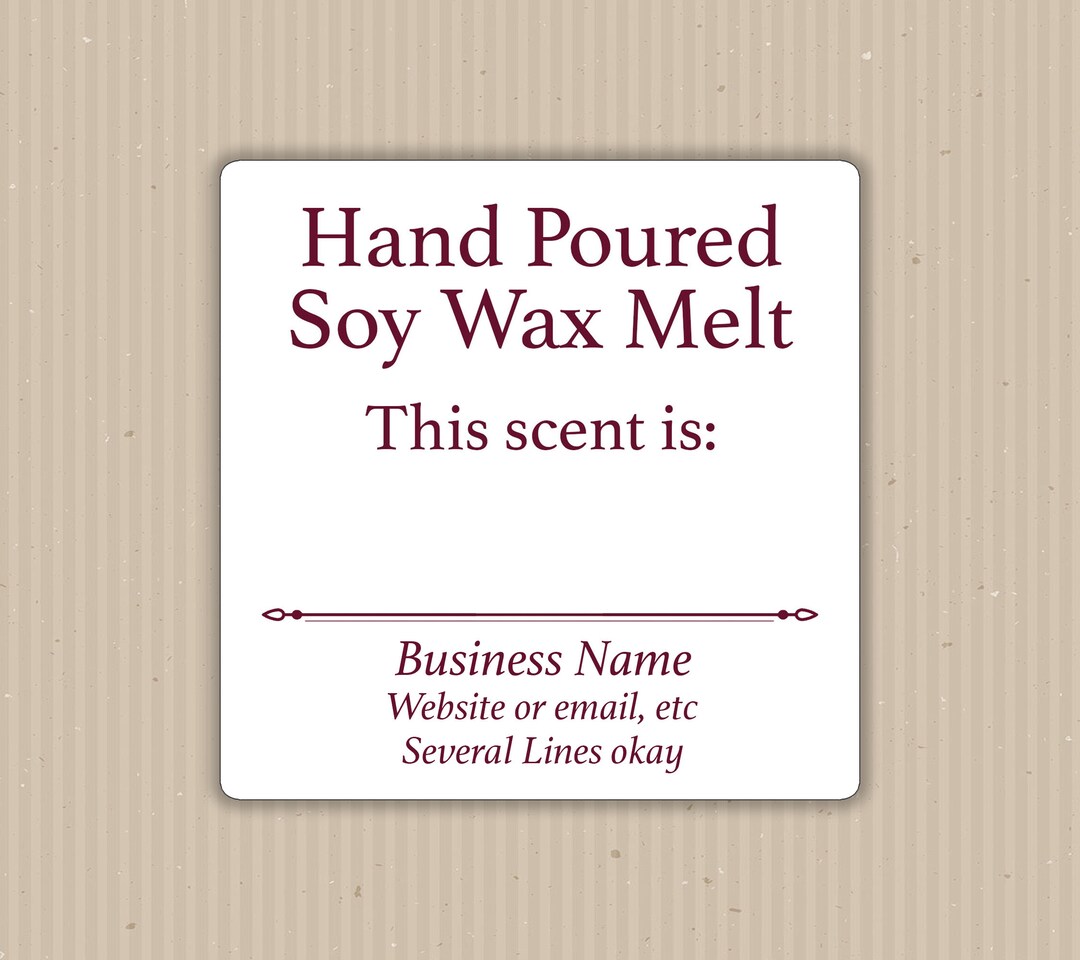 Hand Poured SOY WAX MELT Label~write Scent,wax Melt Labels,wax Melt ...