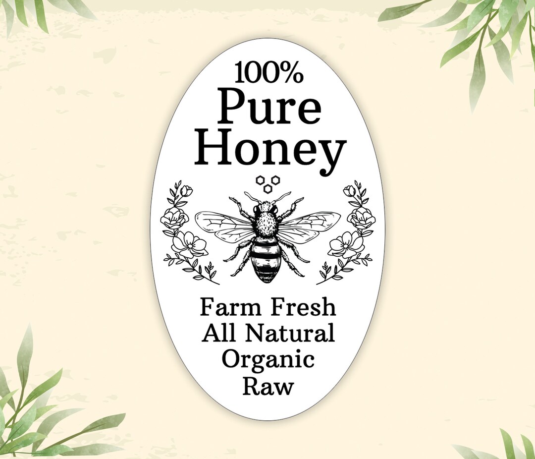 Honey Labels,honey Jar Labels,honey Stickers,product Labels,pure Honey ...