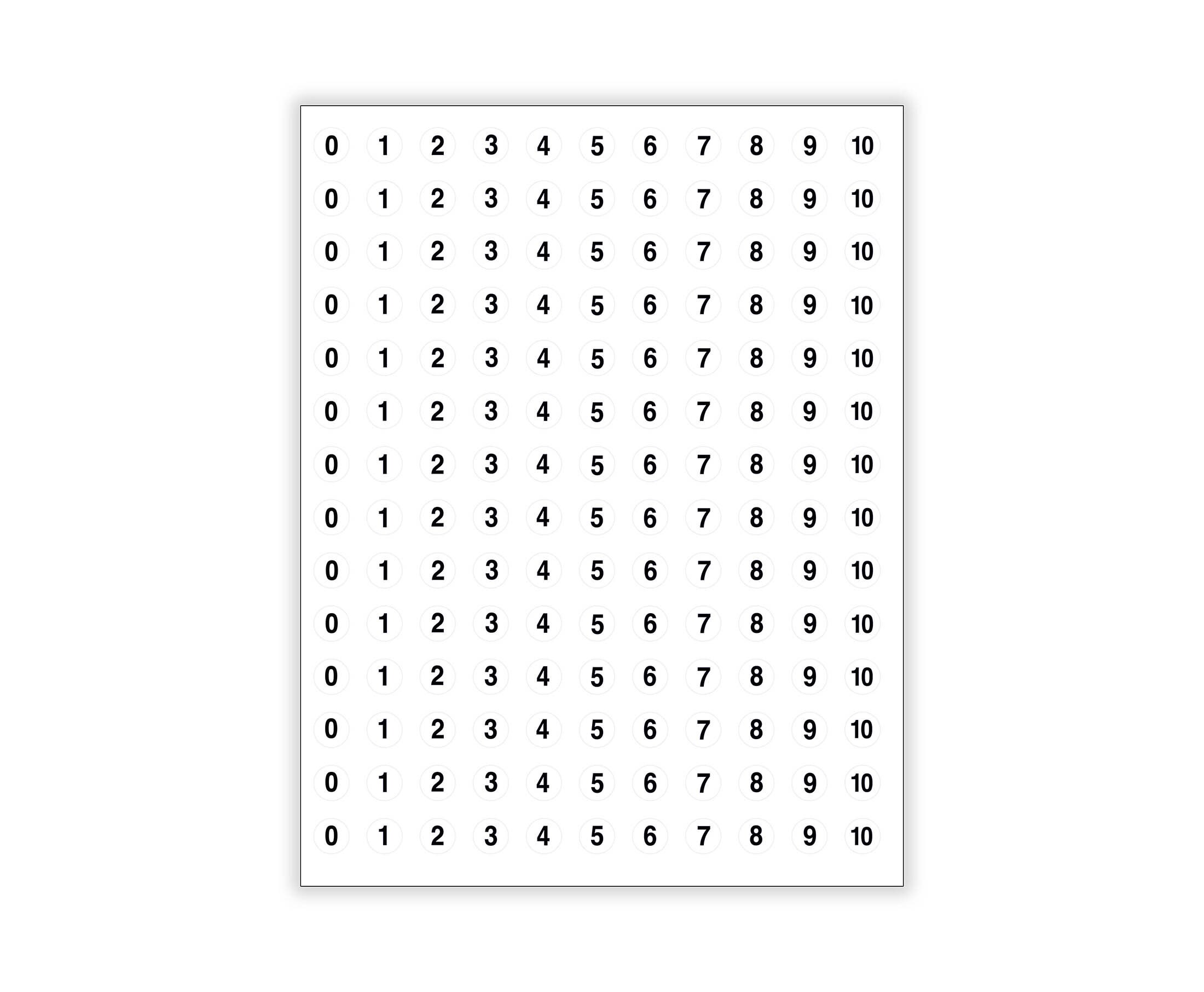 14x STICKERS NUMBERED #0-#10 Sequential White~tiny 1/2" Circle Labels ...