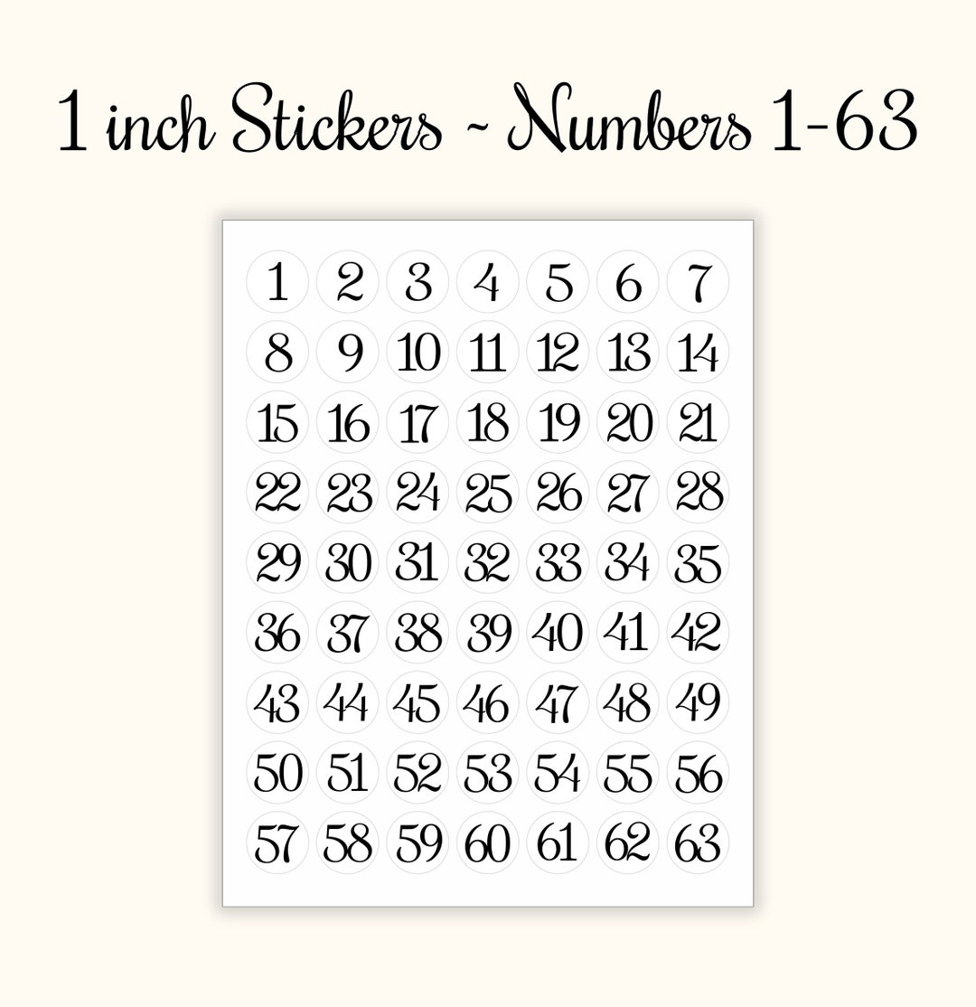 NUMBERS #1-#63 STICKERS Sequential~1 NUMBERS #1-#63 STICKERS Sequential~1