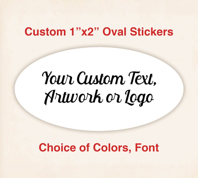 CUSTOM 1x2 Oval Labelscustom Logo Stickerscustom - Etsy
