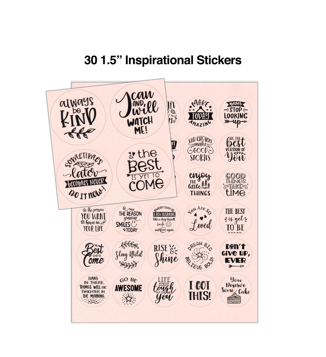 30 PINK INSPIRATIONAL 1.5" Stickers,inspirational Planner Stickers ...