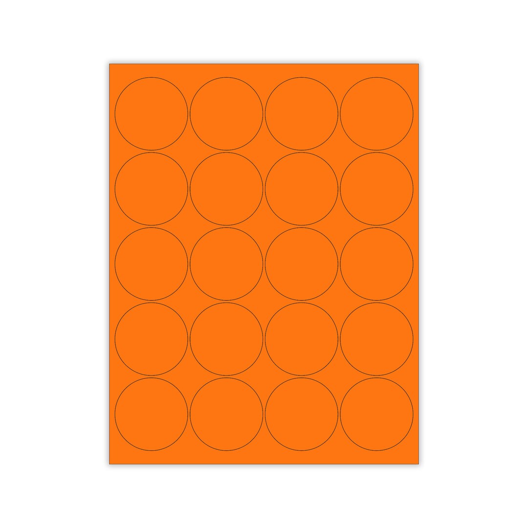 100 Sheets 2" Blank Fluorescent Orange Stickers,mason Jar Labels,round ...