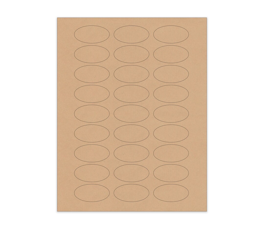 1"x 2" OVAL STICKERS Blank Brown KRAFT for Inkjet & Laser Printers ...