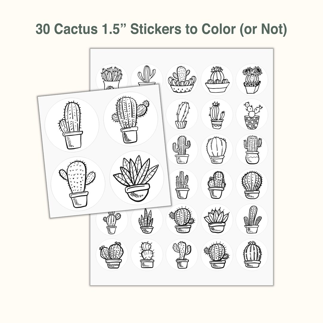 30 CACTUS 1.5 « Autocollants, Cactus Planner Stickers, Cactus Stickers ...