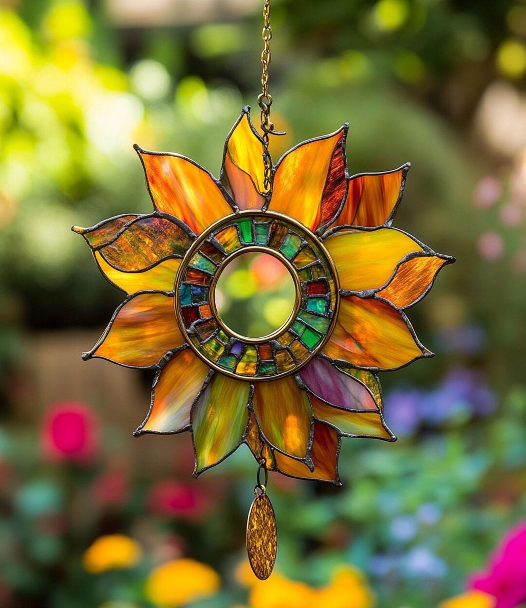 Sunflower Windchime, Garden Art, Yard Decoration,whirligigs Wind ...