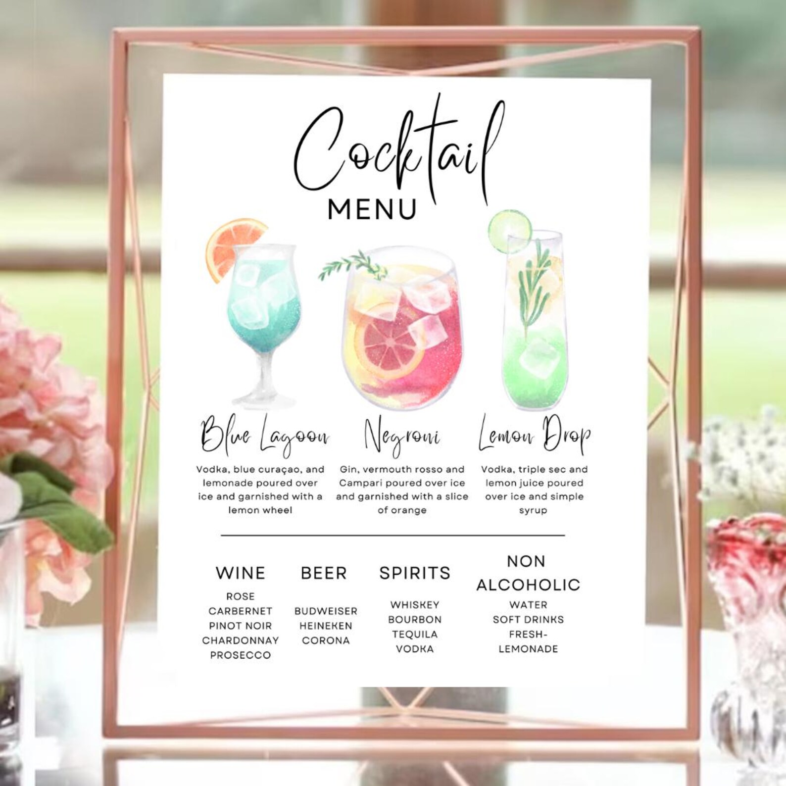 Bar Menu Template, Modern Editable Drinks Menu Template, Minimalist ...