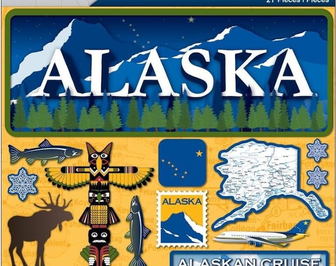 Alaska Stickers State of Alaska Travel Scrapbook Stickers Cruise ...