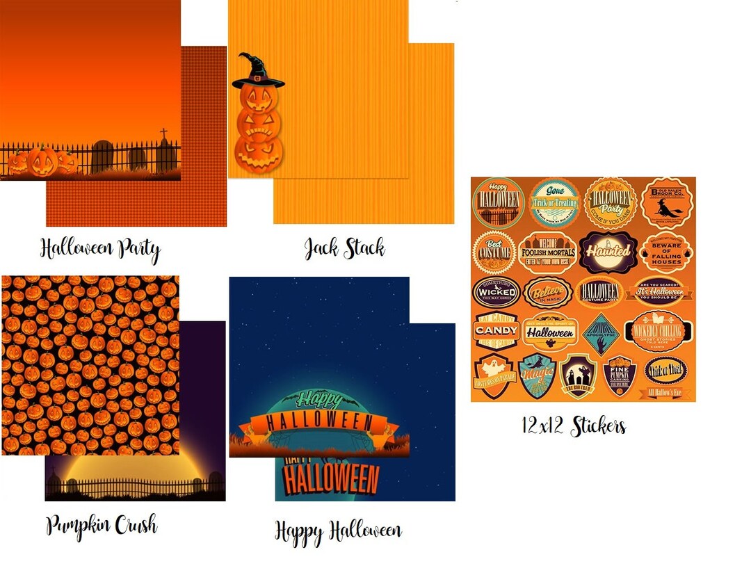 Halloween Party Scrapbook Kit 12x12 - Halloween Papers Halloween ...