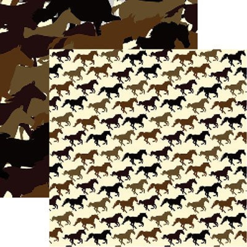 Saddle up Horse Scrapbook Papers| Cowboy | Rodeo | Horse Paper 12x12 ...
