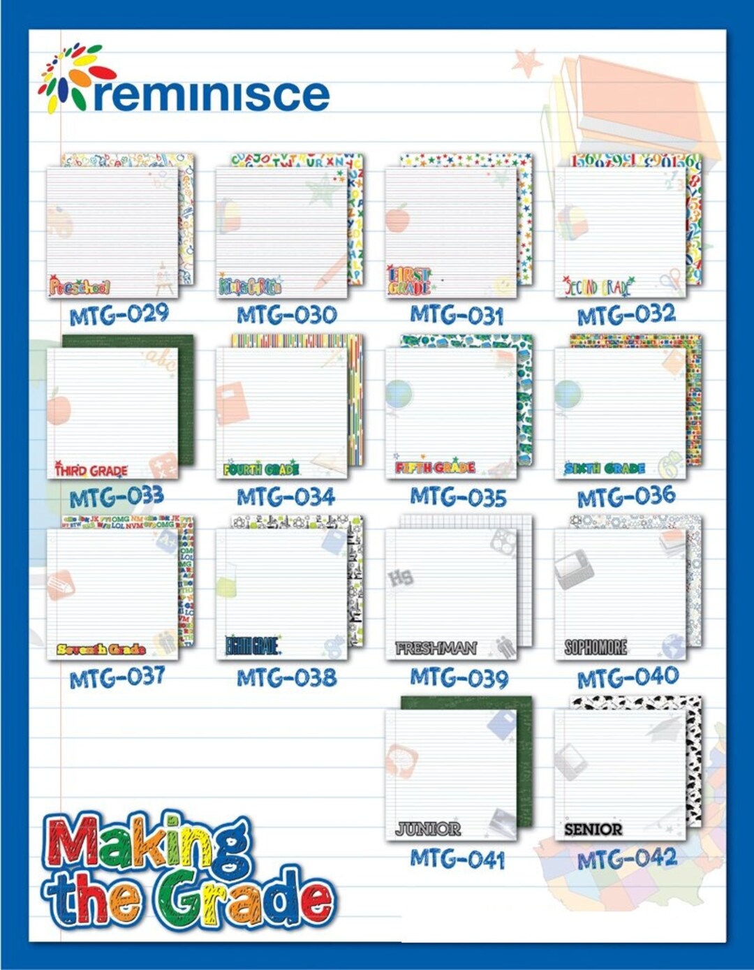 School Grades Scrapbook Paper - Making the Grade 12x12 | Papercrafting | Grades - Etsy