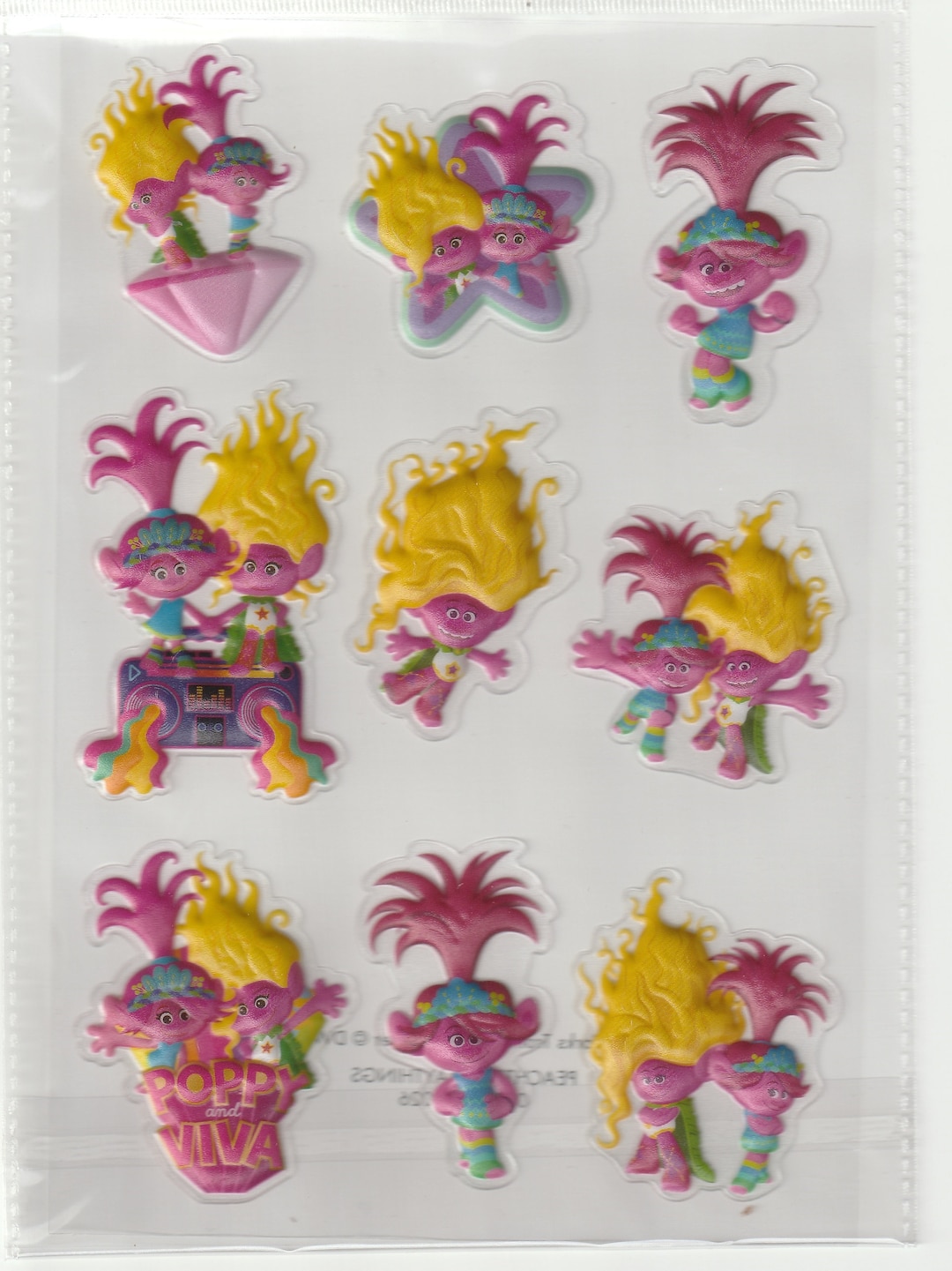 Trolls 3d Pop up Stickers - Trolls Movie 3d Stickers Poppy Viva Cartoon ...
