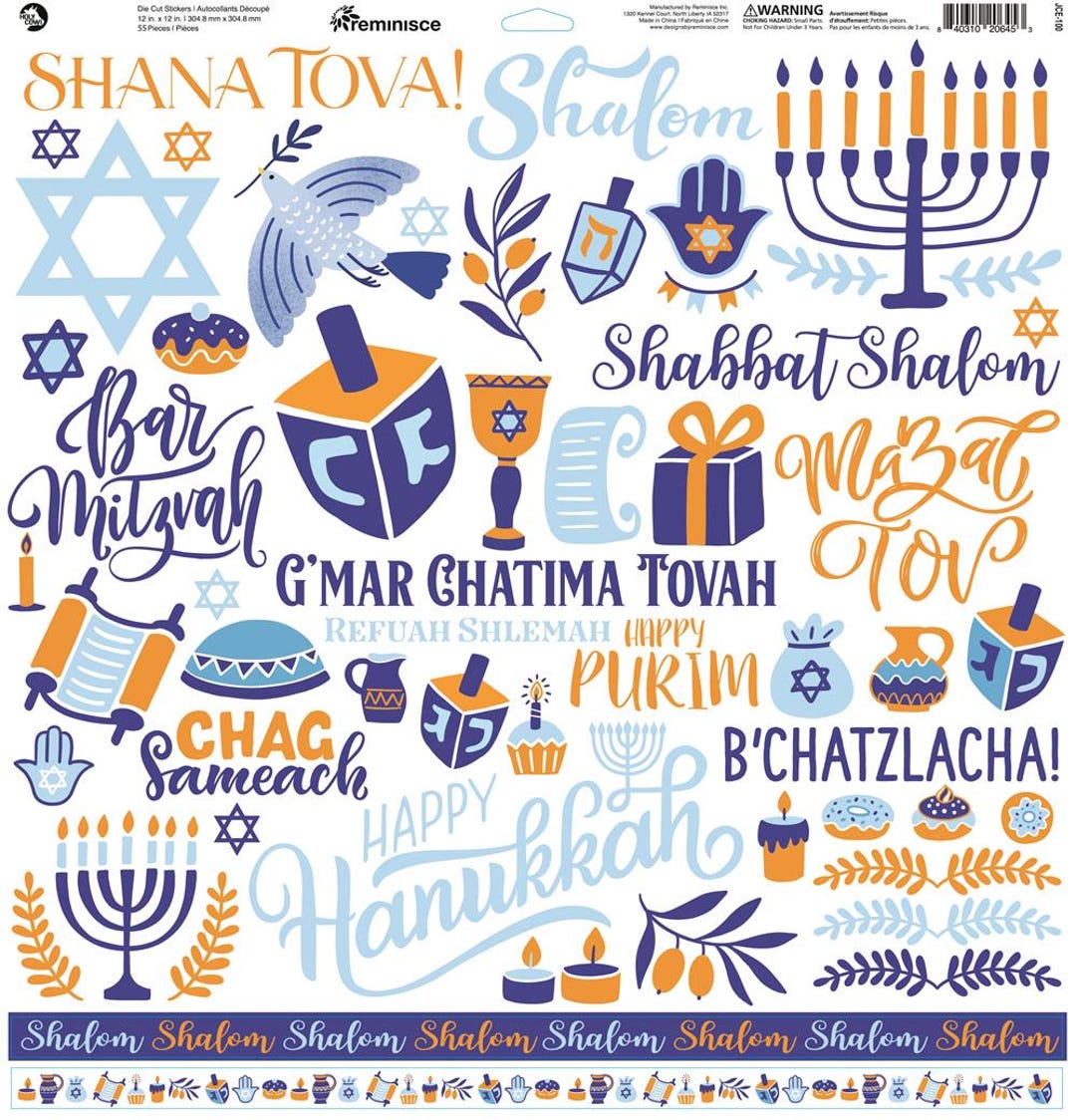 Jewish Celebrations Stickers Elements Set Hanukkah Stickers Hanukkah ...