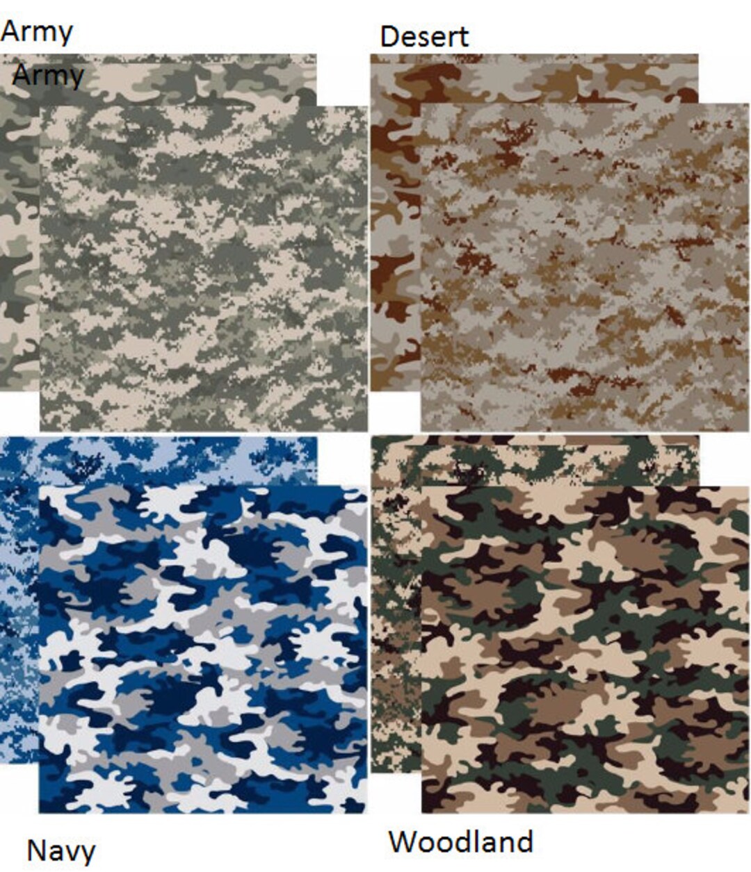 Camouflage Military Hunting Camo Paper Papers Army Set of 4 by ...