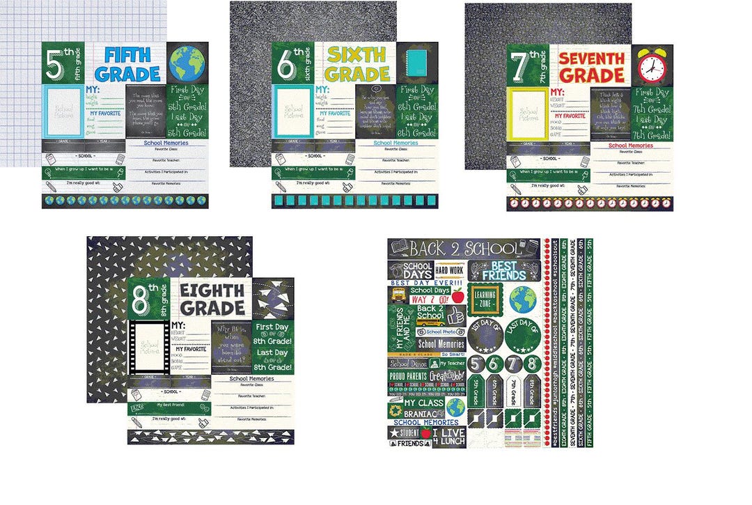 Middle School Scrapbook Paper - 5th 6th 7th 8th Grade Paper 12x12 ...