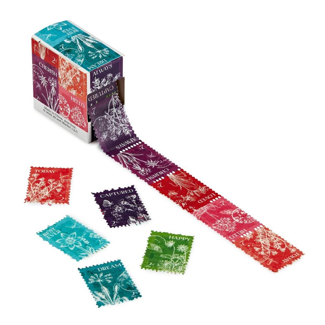 Spectrum Gardenia Colored Postage Stamp Washi Tape Sticker Rolls - 49 ...