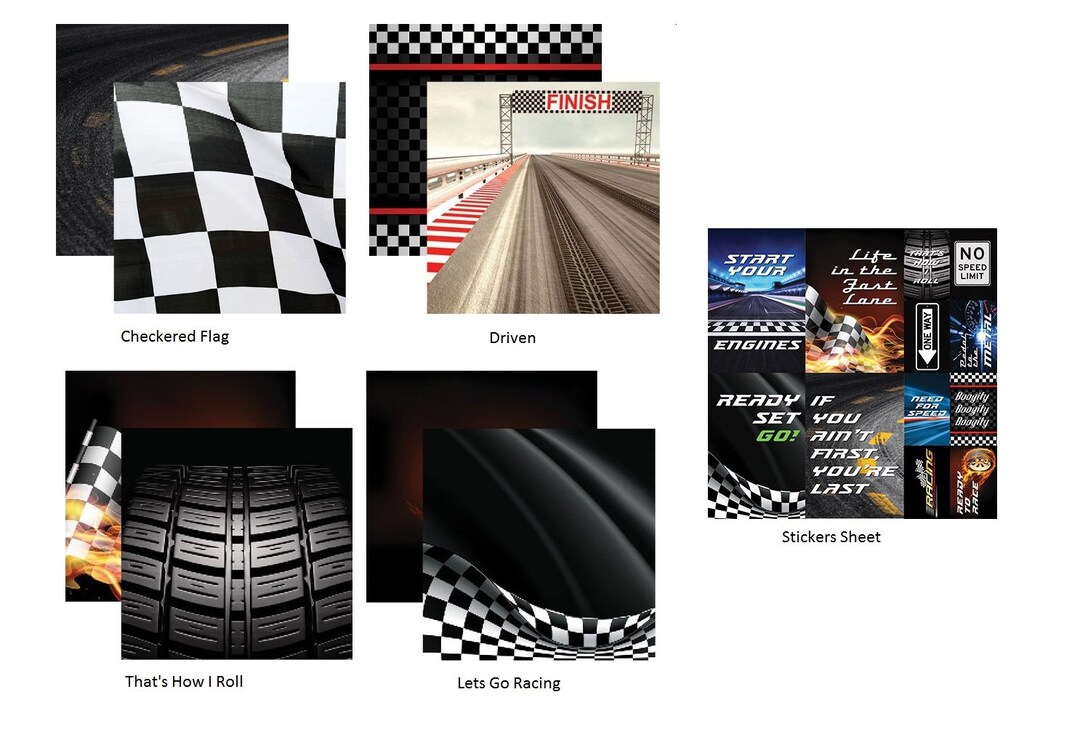 Racing Checkered Flag Paper and Stickers Scrapbooking, Cards, DIY 12x12 ...