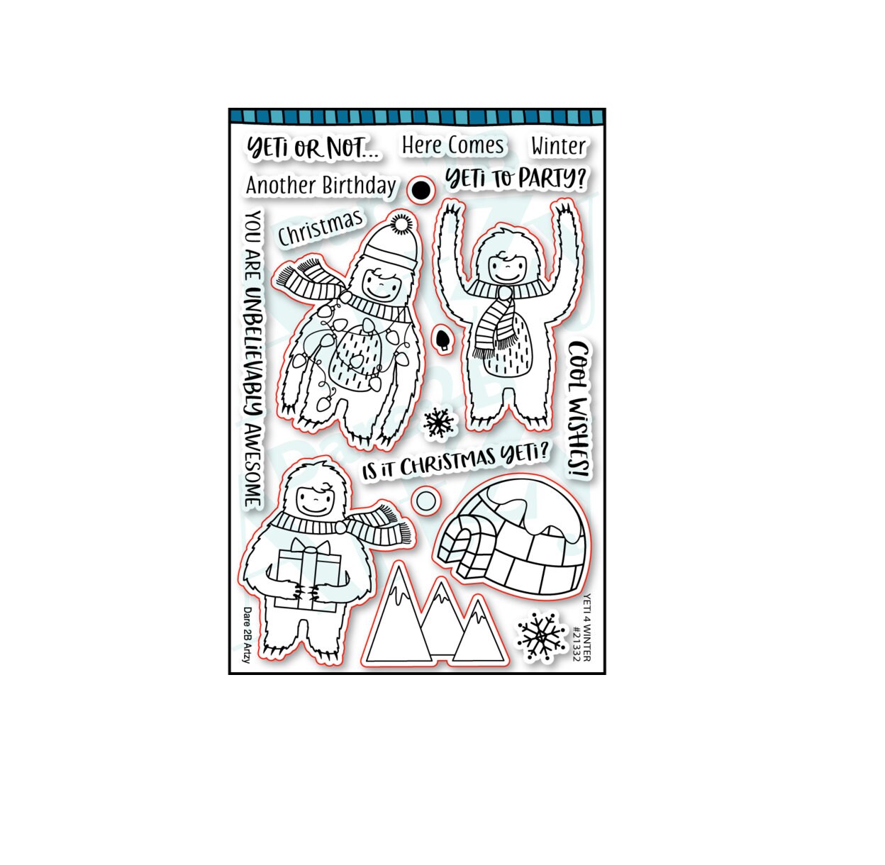 Yeti 4 Winter Stamp Set Winter Yeti Abominable Snowman Stamp | Etsy