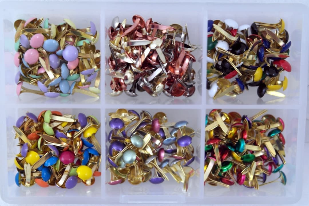 Mini Metal Paper Fasteners Kit, Assorted Colors Round Pastel, Primary ...