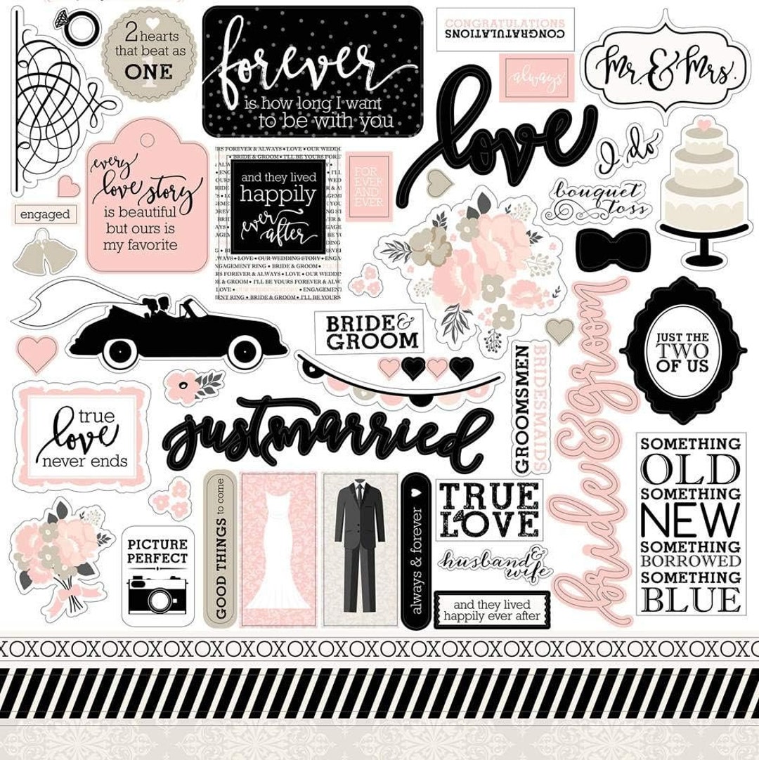 Wedding Bliss Stickers 12x12 Wedding Scrapbook Stickers Blush Pink ...