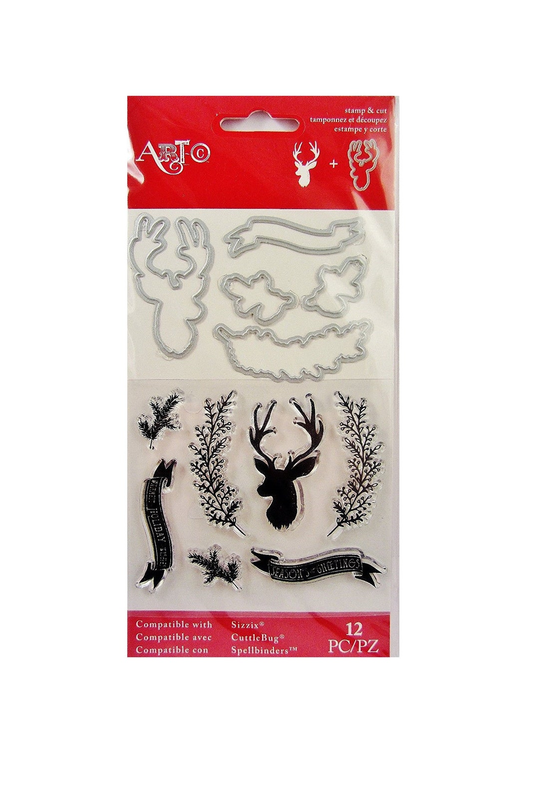 Deer Stamps and Dies Buck Reindeer Christmas Stamp and Die Set ...