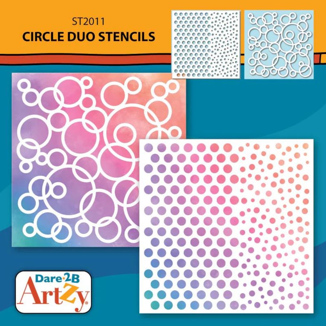 Circle Duo Layered Stencil Set 2 Stencils 6x6 Durable Plastic Polka ...