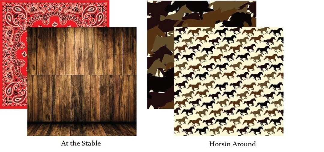 Saddle up Horse Scrapbook Papers| Cowboy | Rodeo | Horse Paper 12x12 ...