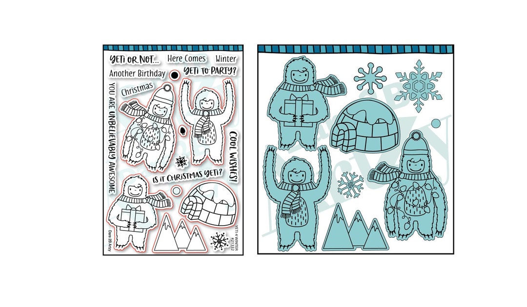 Yeti Stamps and Dies Yeti Stamp Winter Stamps Abominable Snowman Stamp ...