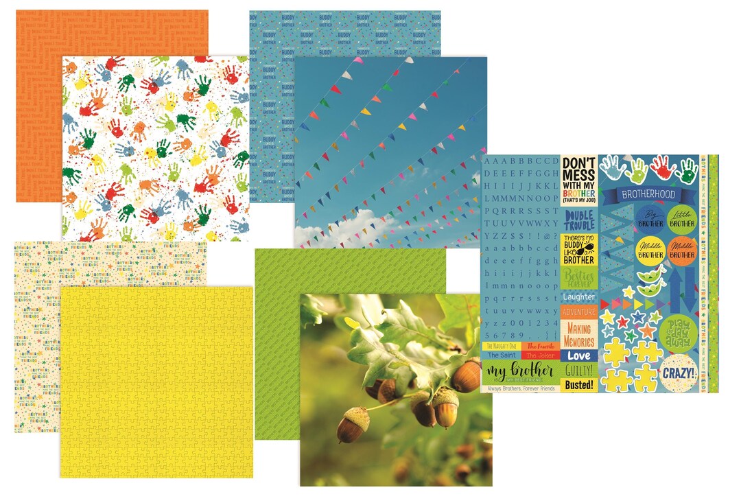 Brothers Scrapbook Stickers and Papers 12x12 Brothers Scrapbook Kit ...