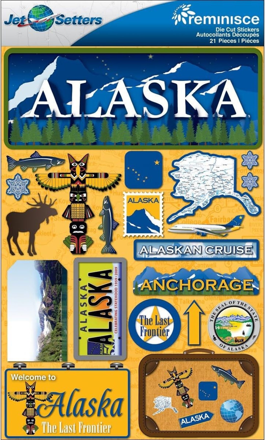 Alaska Stickers State of Alaska Travel Scrapbook Stickers Cruise ...