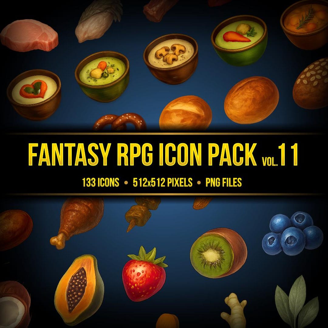 133 Fantasy RPG Icon Pack | 512px | Transparent PNG | Digital Painting ...
