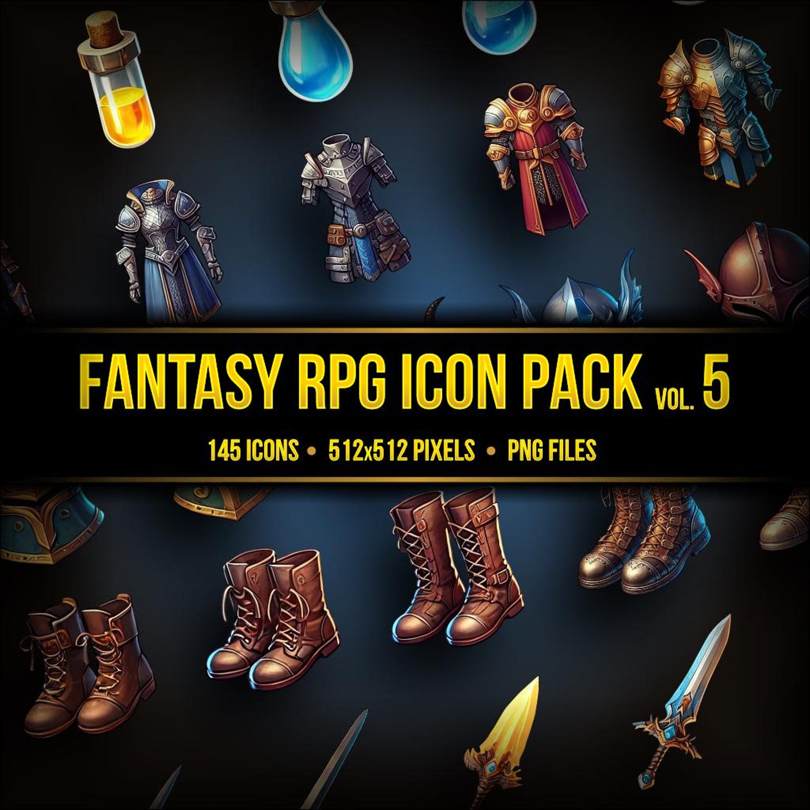 145 Fantasy RPG Game Inventory Icons Pack Vol. 5 | 512px | PNG Files - Etsy