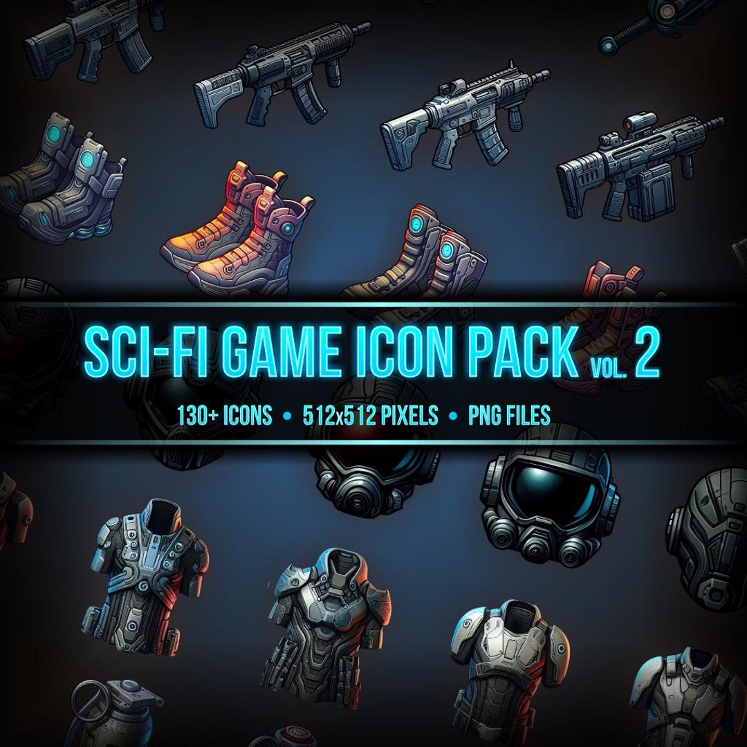 137 Sci-fi Game Inventory Icon Pack Vol 2 | 512px | PNG Files - Etsy