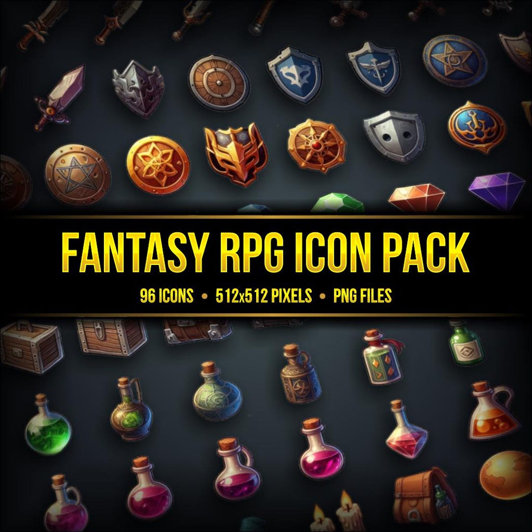96 Fantasy RPG Inventory Icons Pack | 512px | PNG Files - Etsy
