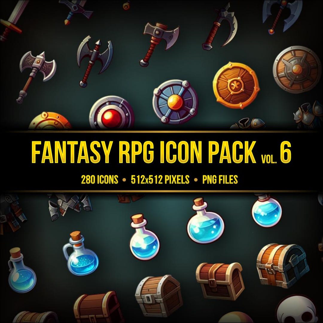 280 Fantasy RPG Game Inventory Icon Pack Vol. 6 - 512px - PNG Files - Etsy