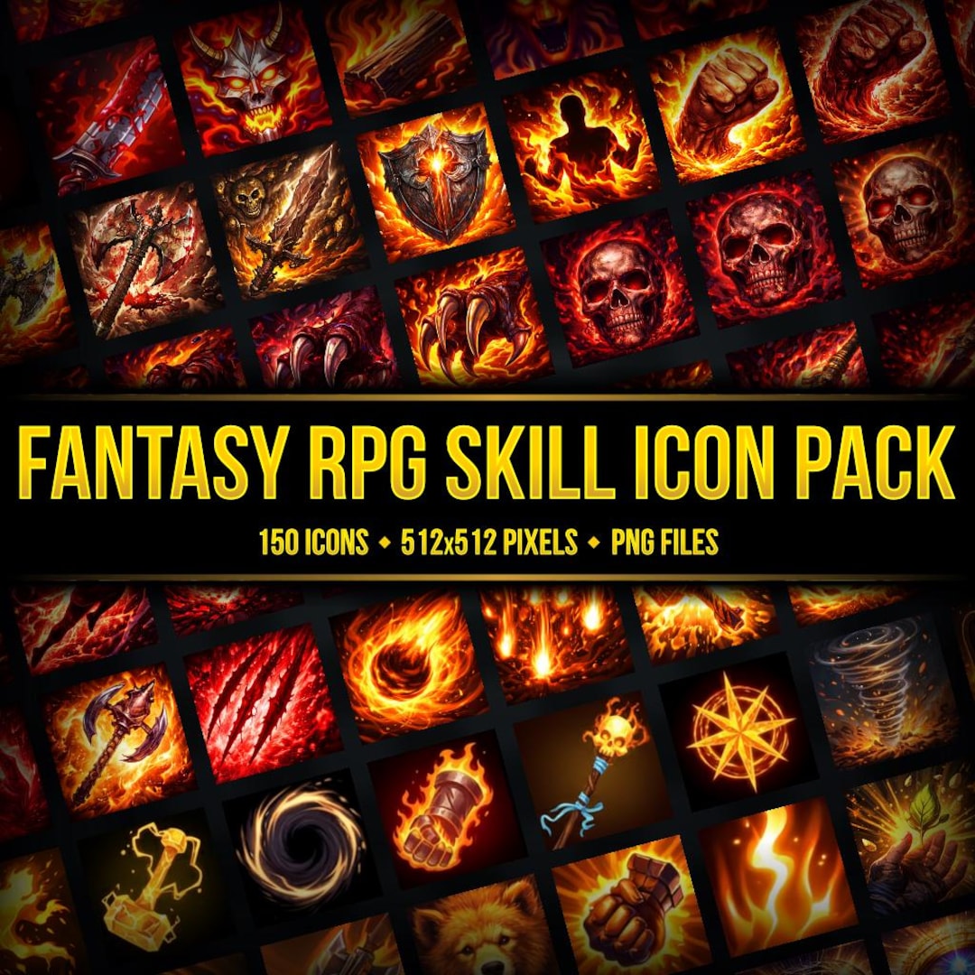 150+ Fantasy RPG Skill and Ability Icon Pack | 512px | 300dpi | PNG - Etsy