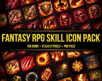 150+ Fantasy RPG Skill and Ability Icon Pack 3 | 512px | 300dpi | PNG ...
