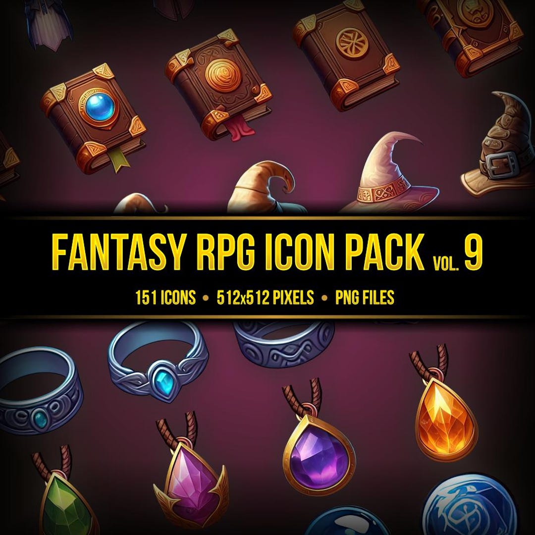 151 Fantasy RPG Game Inventory Icon Pack Vol. 9 | 512px | PNG Files - Etsy