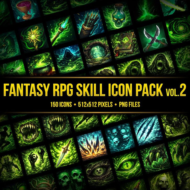 150+ Fantasy RPG Skill and Ability Icon Pack 2 | 512px | 300dpi | PNG ...