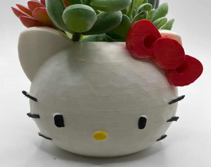 Hello Kitty Planter – 3D Printed Cute Succulent Pot, Sanrio Desk Decor ...