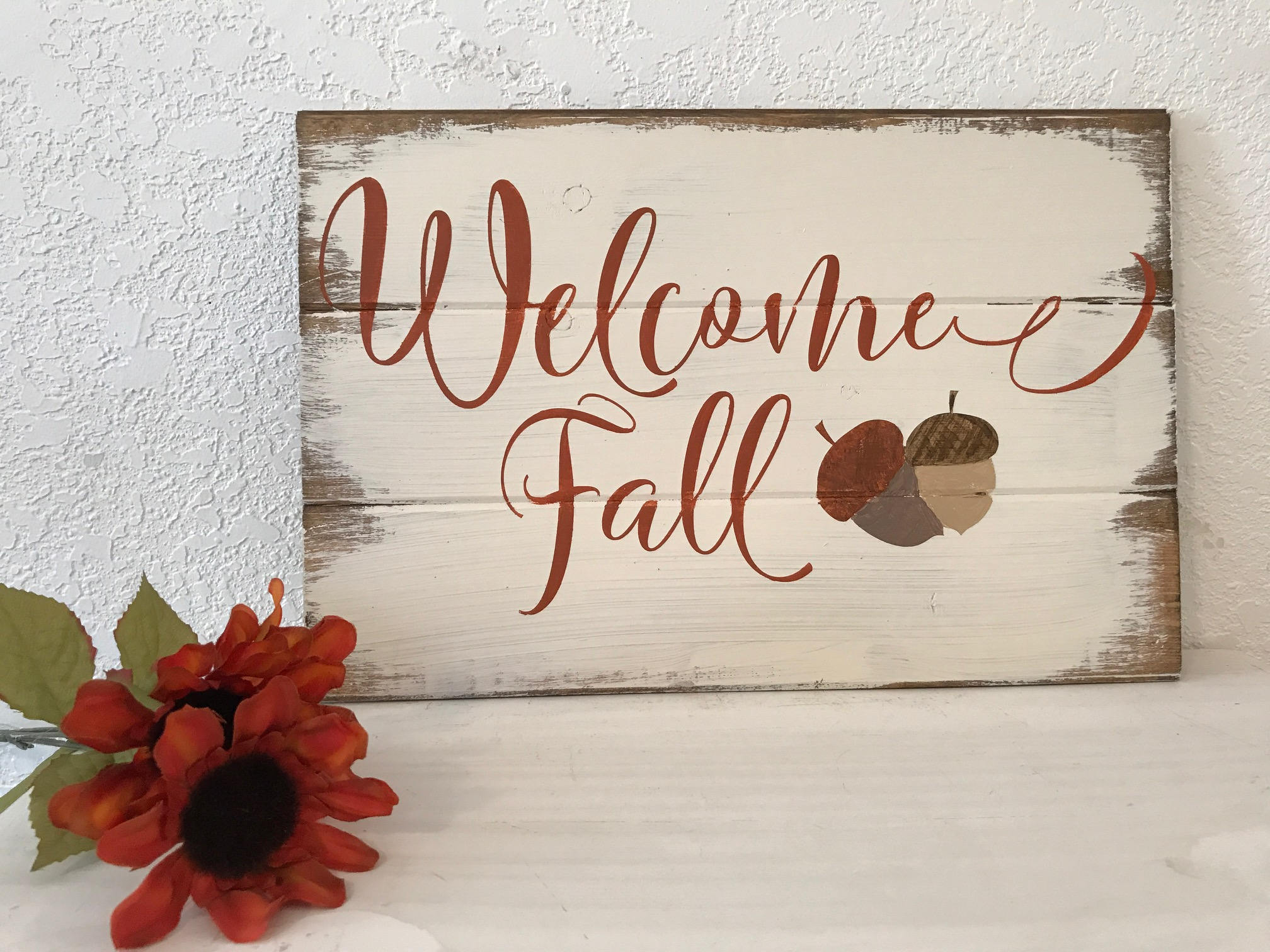 Welcome Fall hand-painted wood signfall decorfall | Etsy