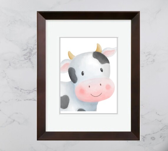 Cow Print With Moo Wall Art Quality Print Nursery New Baby | Etsy
