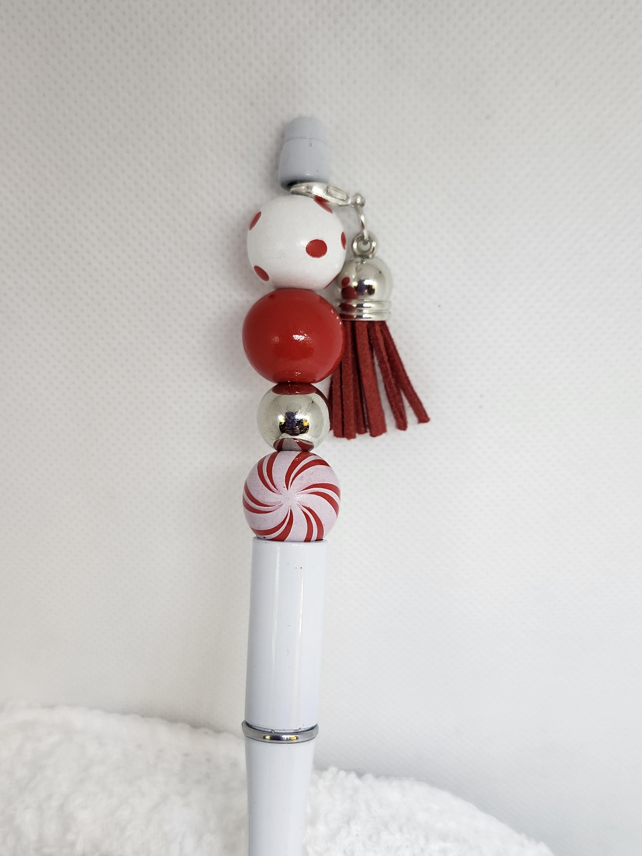 Red and White Holiday Christmas Theme Beaded Pen Kit Set of 3 - Etsy