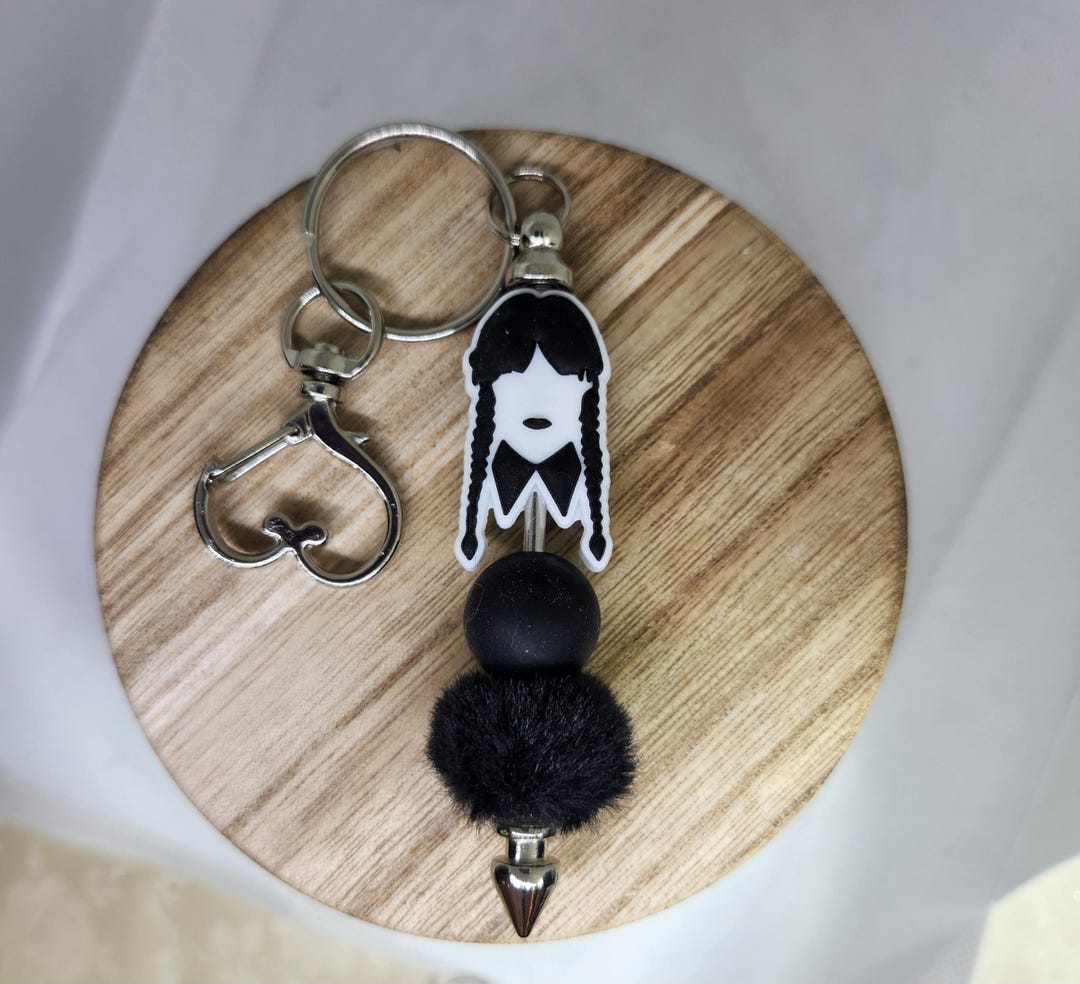 Wednesday Addams Beaded Keychain. Great Stocking Stuffer - Etsy